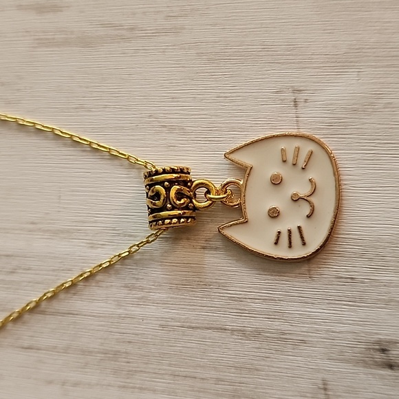 Fashion Jewelry | Jewelry | Cat Smiling Face White Enamel Gold 925s ...